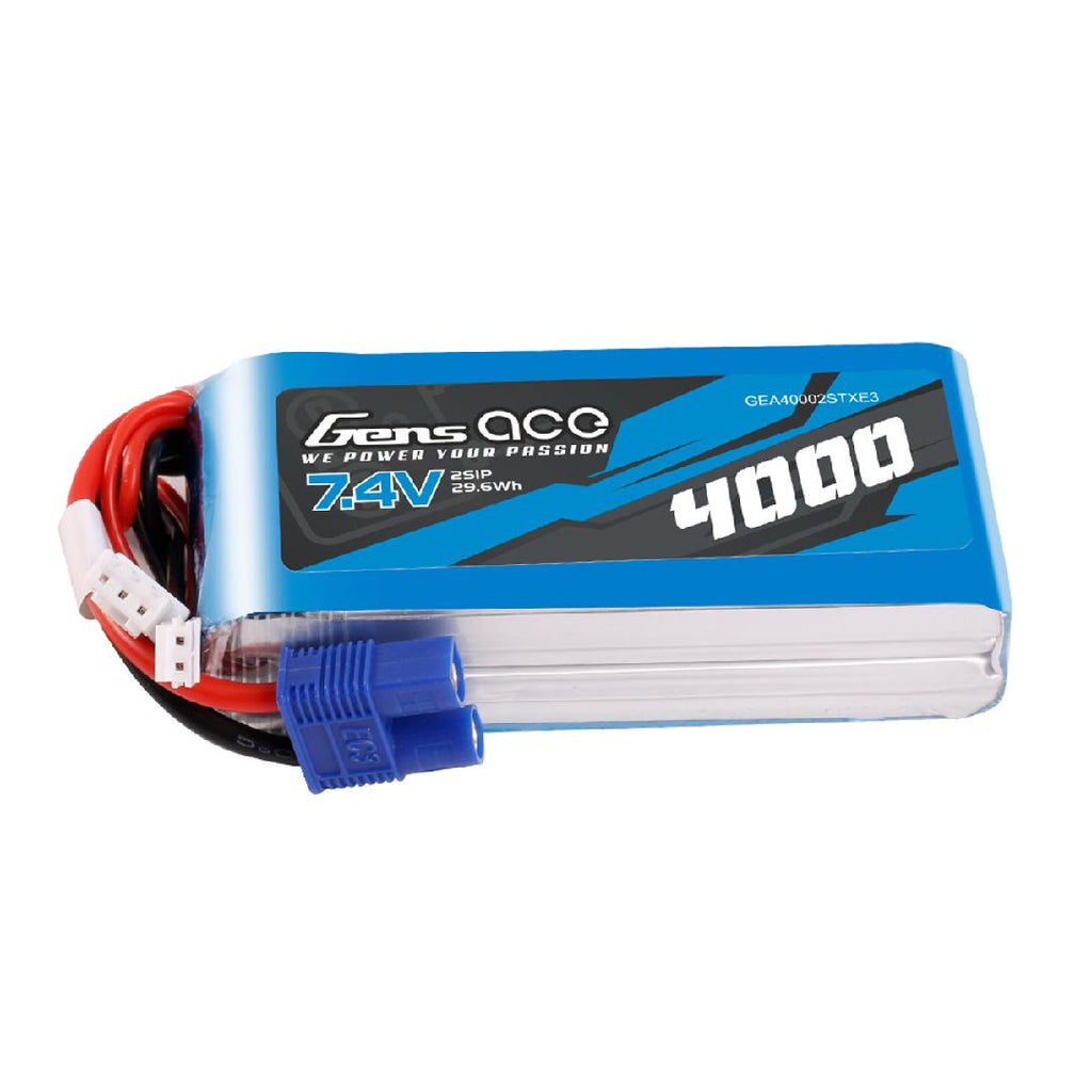 GEA40002STXE3 7.4V 4000mAh 2S Receiver LiPo Battery: EC3, JR