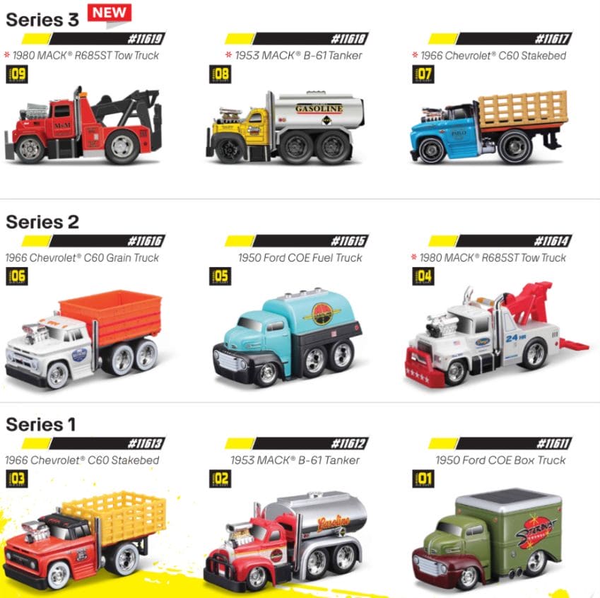 MAI11610 Maisto 1/64 MM Work Rigs Asmt. (12 Pack)